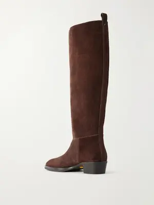 JIMMY CHOO Paneled Suede Knee Boots - Brown