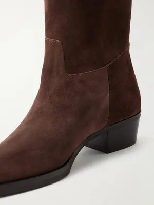 JIMMY CHOO Paneled Suede Knee Boots - Brown