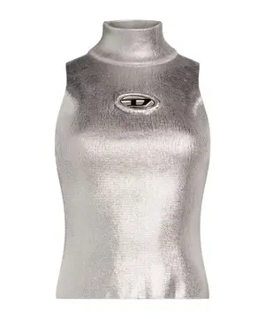 DIESEL® Sleeveless Solid-color Turtleneck Top