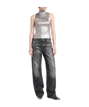 DIESEL® Sleeveless Solid-color Turtleneck Top