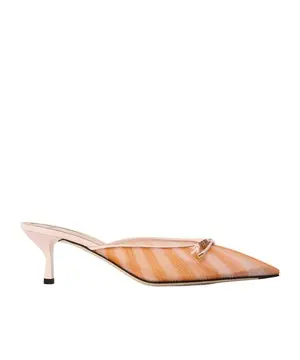 Fendi Tulle Kitten Heeled Mules