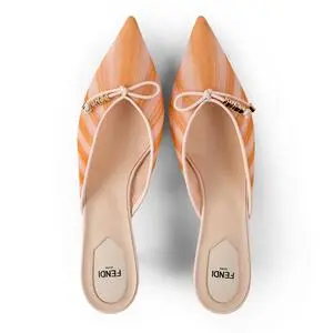 Fendi Tulle Kitten Heeled Mules