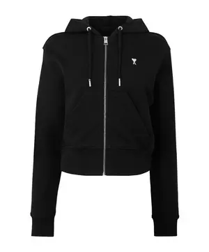 AMI Paris Cropped Fullzip Hooded Sweatshirt