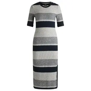Hugo Boss Colorblock Striped Knit Midi Dress