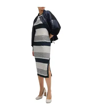 Hugo Boss Colorblock Striped Knit Midi Dress