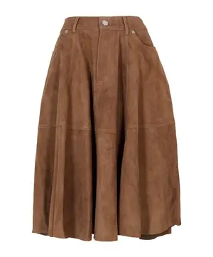 AMI Paris Midi Skirt - Brown