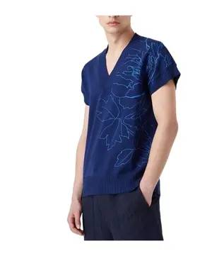 Emporio Armani V-neck Knit Vest With Floral Embroidery
