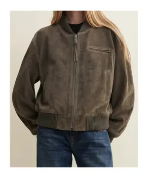 ARMA Cropped Suede Bomber Jacket