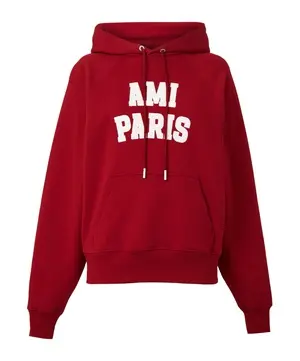 AMI Paris Print Hooded Sweatshirt - Red