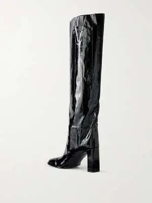 JIMMY CHOO Caly 85 Eel-effect Leather Knee Boots