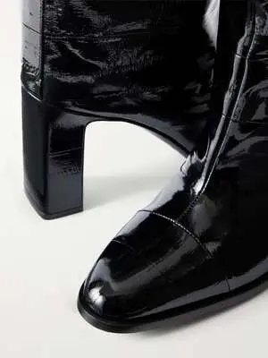 JIMMY CHOO Caly 85 Eel-effect Leather Knee Boots