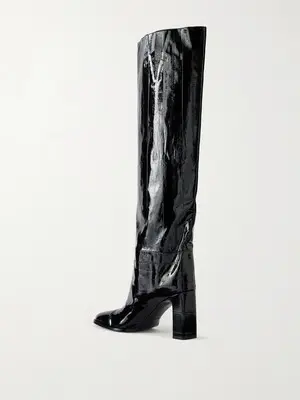 JIMMY CHOO Caly 85 Eel-effect Leather Knee Boots