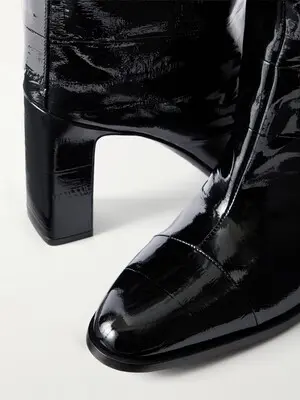 JIMMY CHOO Caly 85 Eel-effect Leather Knee Boots
