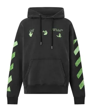 Off-White Printed Hooded Sweatshirt - Black