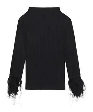 Hugo Boss Solid Color Feather Cuff Jumper