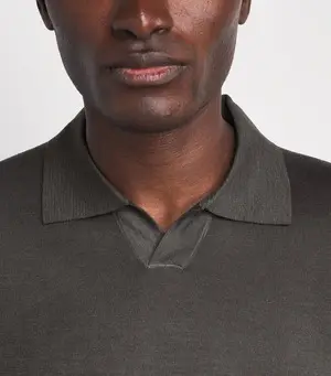 Corneliani Virgin Wool Long-sleeve Polo Shirt