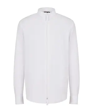 Emporio Armani Standcollar Fullzip Longsleeve Shirt - White