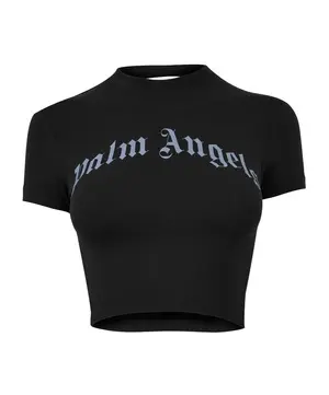 Palm Angels Cropped T-shirt With Gothic Logo
