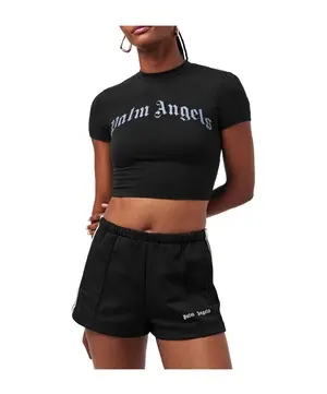 Palm Angels Cropped T-shirt With Gothic Logo