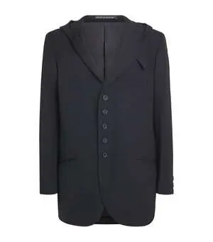 Yohji Yamamoto Wool Hooded Blazer - Black