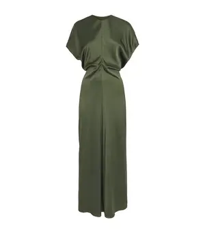 TOTEME Slubbed Slouch-waist Midi Dress - Green