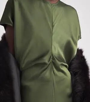 TOTEME Slubbed Slouch-waist Midi Dress - Green