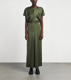 TOTEME Slubbed Slouch-waist Midi Dress - Green