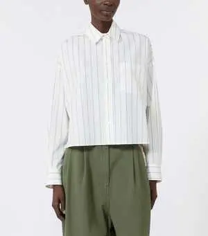 Max Mara Striped Cotton Poplin Shirt With Floral Satin Back Panel