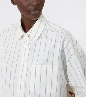 Max Mara Striped Cotton Poplin Shirt With Floral Satin Back Panel