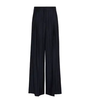 Max Mara Stretch-virgin Wool Pinstripe Wide-leg Trousers