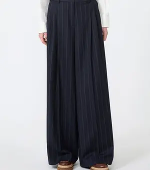 Max Mara Stretch-virgin Wool Pinstripe Wide-leg Trousers