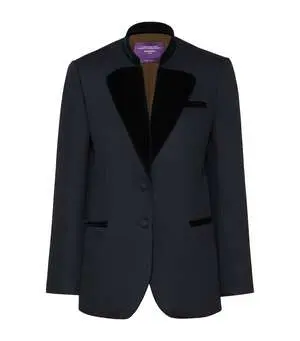 Max Mara Virgin Wool Blazer With Velvet Trim
