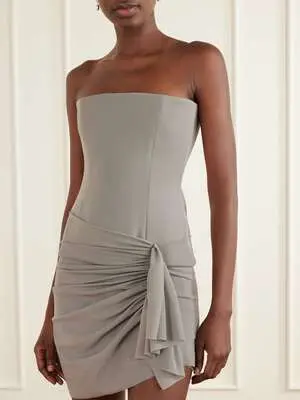 Alex Perry Strapless Gathered Jersey Mini Dress