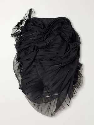 PAULINE DUJANCOURT Minna Eerie Ruched Tulle Knee-length Skirt - Black