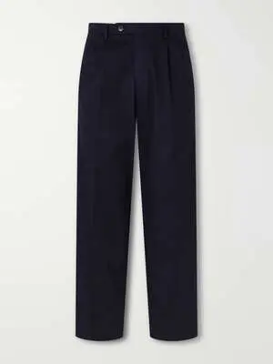 Nn07 Robin 10076 Straight-leg Organic Stretch-cotton Dobby Trousers - Navy