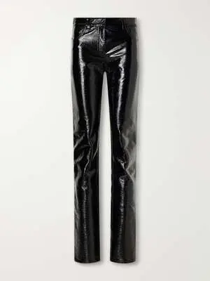 COURREGES Cotton-blend Vinyl Straight-leg Pants - Black