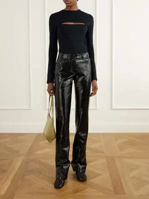 COURREGES Cotton-blend Vinyl Straight-leg Pants