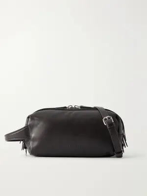 LEMAIRE Care Small Leather Shoulder Bag - Black