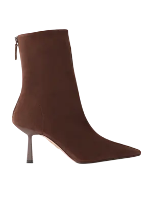 AQUAZZURA Sentier 75 Suede Ankle Boots - Brown