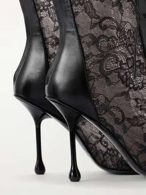 JIMMY CHOO Scarlett 95 Lace And Leather Ankle Boots