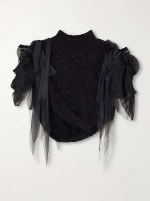PAULINE DUJANCOURT Francisca Pleated Mohair-blend Sweater - Black