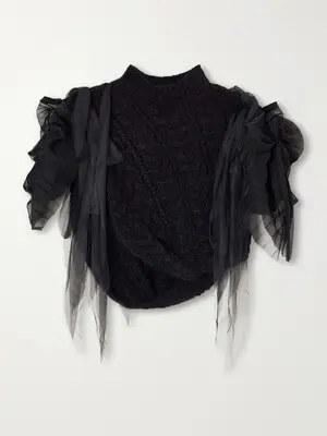 PAULINE DUJANCOURT Francisa Pleated Mohair-blend Sweater - Black