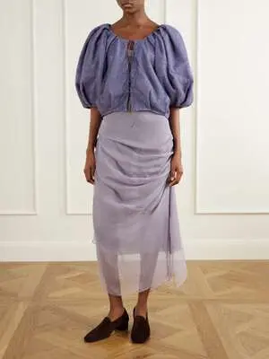 PAULINE DUJANCOURT Najia Silk-blend Chiffon Midi Skirt