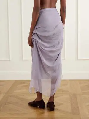 PAULINE DUJANCOURT Najia Silk-blend Chiffon Midi Skirt