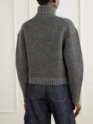 Gabriela Hearst Courtney Herringbone Cashmere Turtleneck Sweater