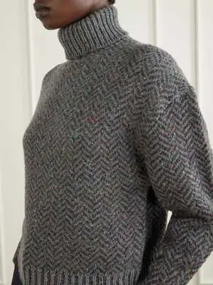 Gabriela Hearst Courtney Herringbone Cashmere Turtleneck Sweater