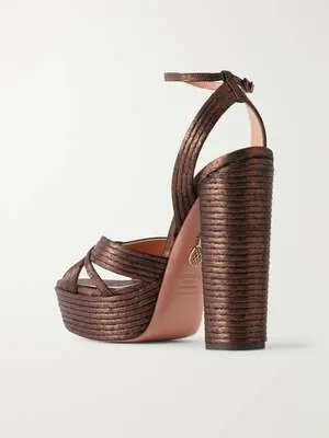 AQUAZZURA Sundance 140 Metallic Leather Sandals