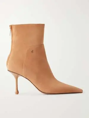 JIMMY CHOO Cycas 80 Logo-embellished Suede Ankle Boots