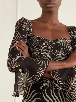 Saloni Willa Printed Silk-chiffon Gown