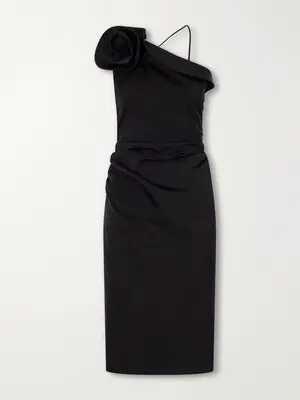 MAGDA BUTRYM MAGDA BUTRYM One-Shoulder Appliquéd Gathered Midi Dress